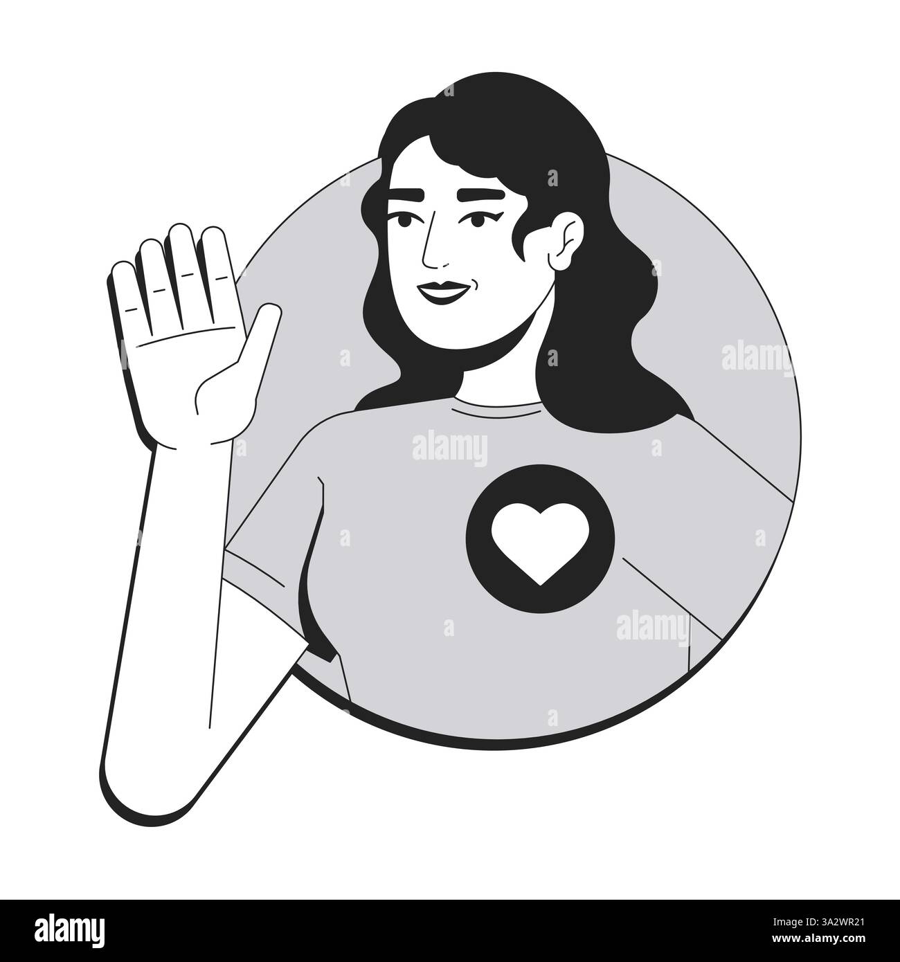 Female social worker line conceptual illustration Stock Vector Image ...