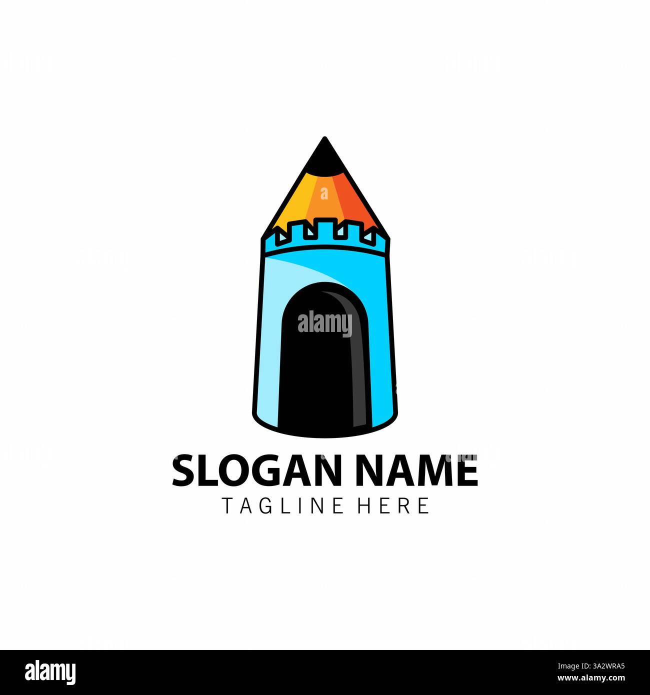 Pencil Fort Vector Logo Design Stock Vector Image & Art - Alamy