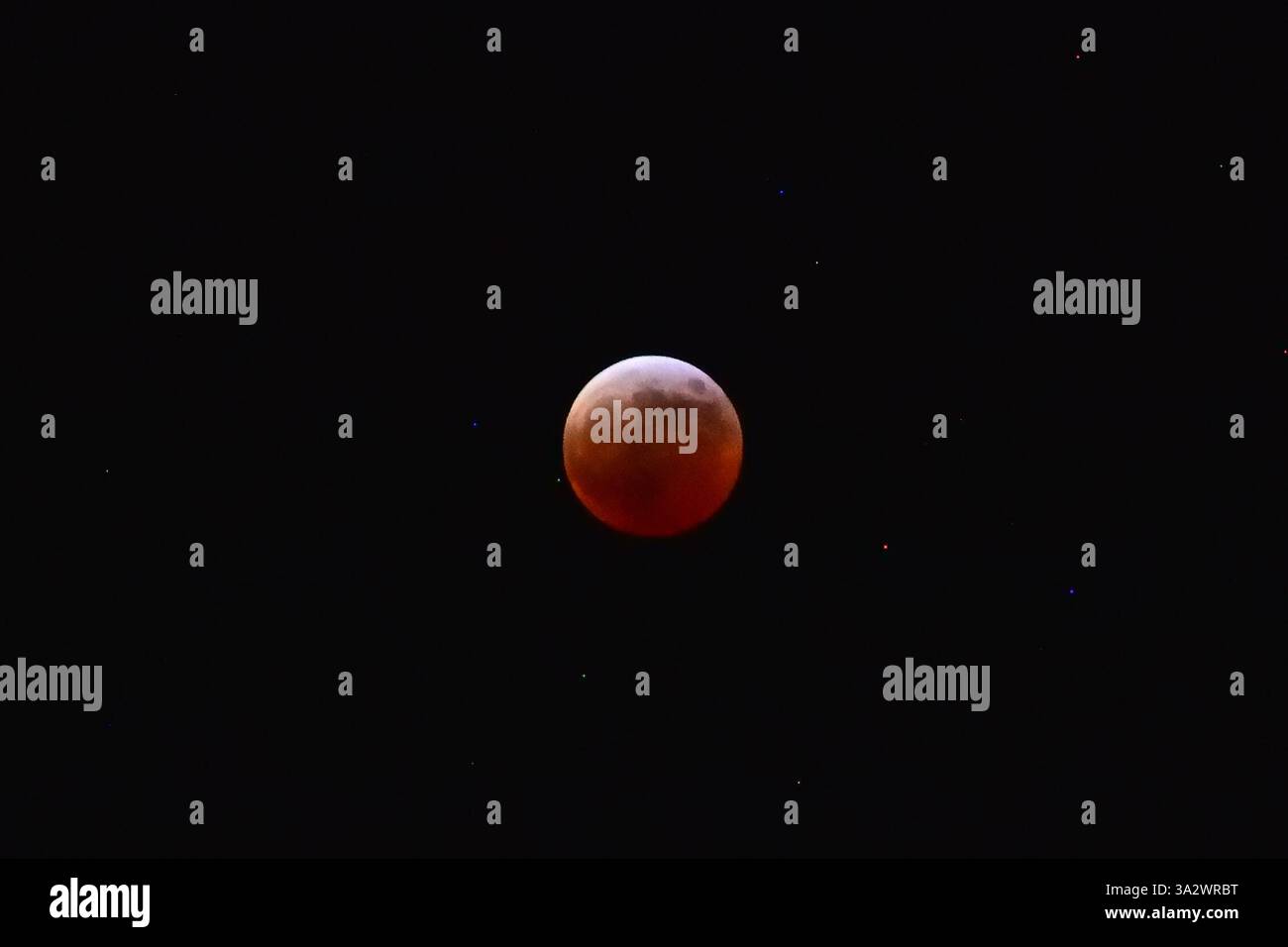 LEON, MEXICO - March 14. The Moon during Total Lunar Eclipse at 00:28 ...