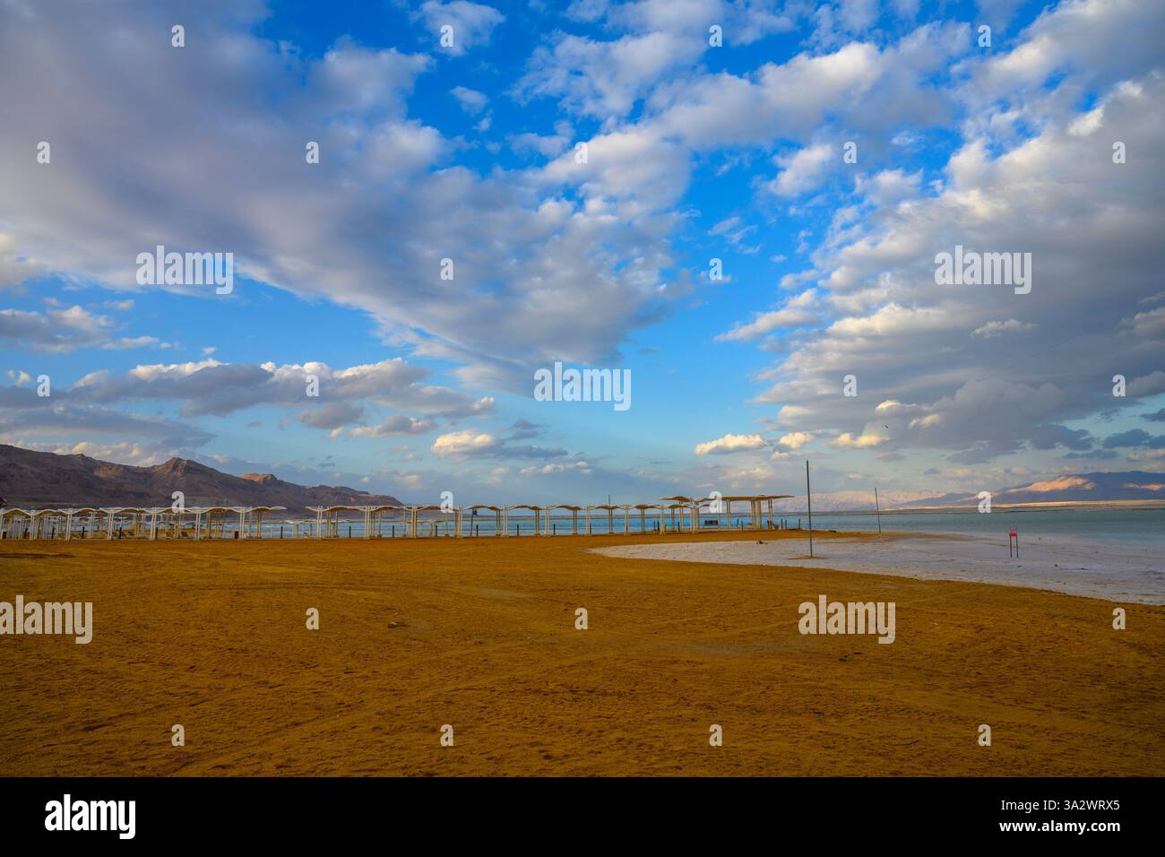 Cloudscape and the shore of the Dead Sea Israel Photographed at Ein Bokek resort Stock Photo - Alamy