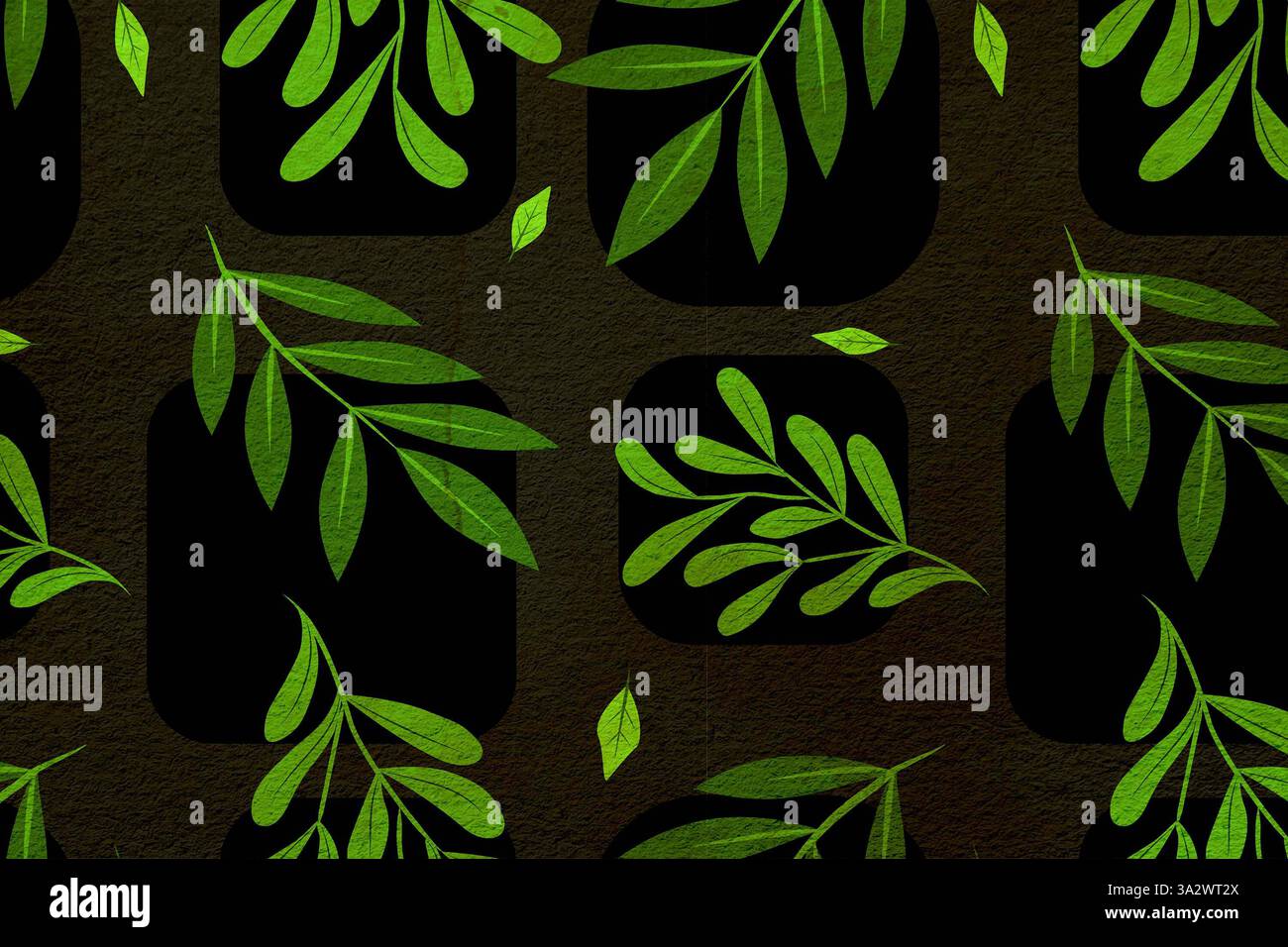 This close-up shot showcases the intricate details of various leaves ...