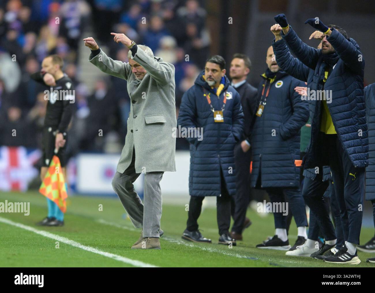 Glasgow, UK. 13th Mar, 2025. Fenerbahçe Manager José Mourinho during ...