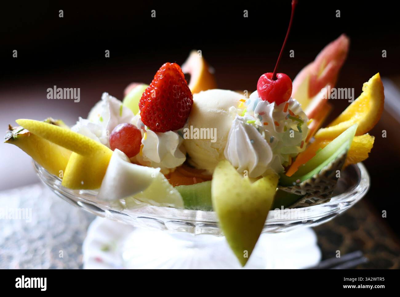 Pudding a la mode, a desert dish of custard pudding and vanilla ice ...