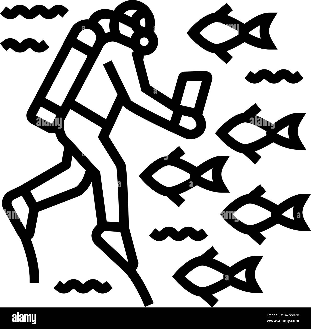 marine biologist world ocean line icon vector illustration Stock Vector ...