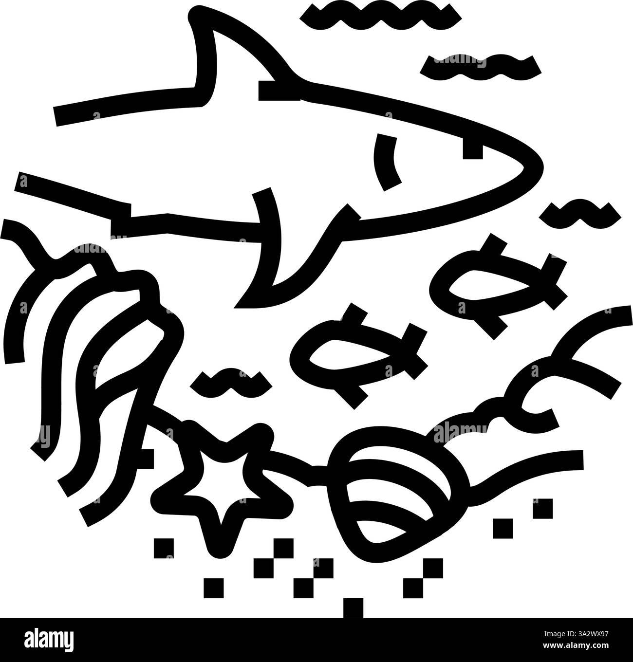 marine life world ocean line icon vector illustration Stock Vector ...