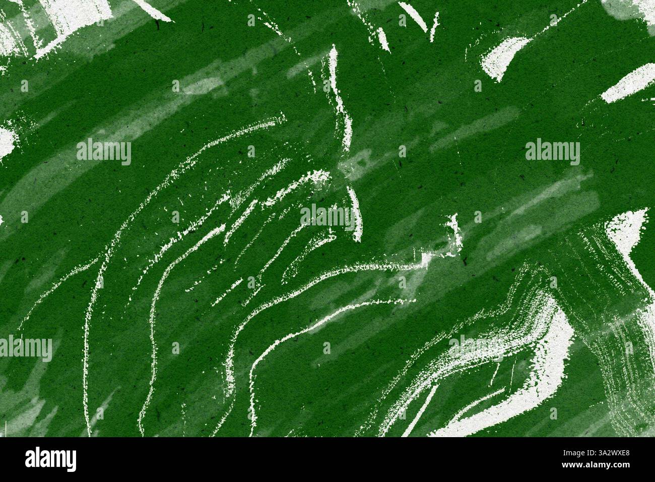 A portrait painting in green and white tones depicting the close-up of ...