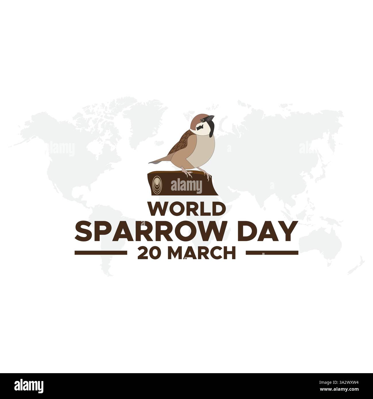 World Sparrow Day, held on 20 March. Vector illustration of the date of ...