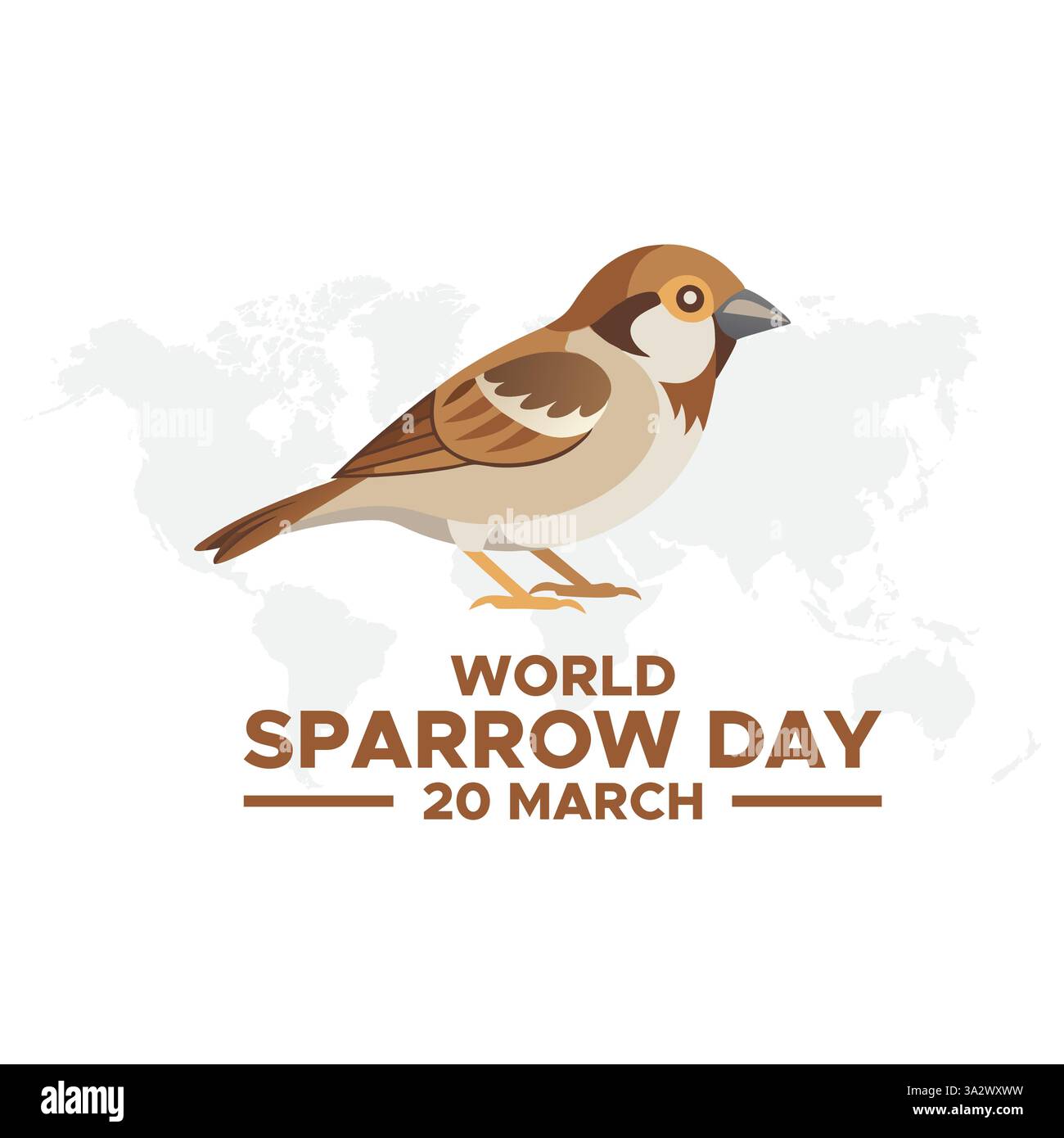 World Sparrow Day, held on 20 March. Vector illustration of the date of ...