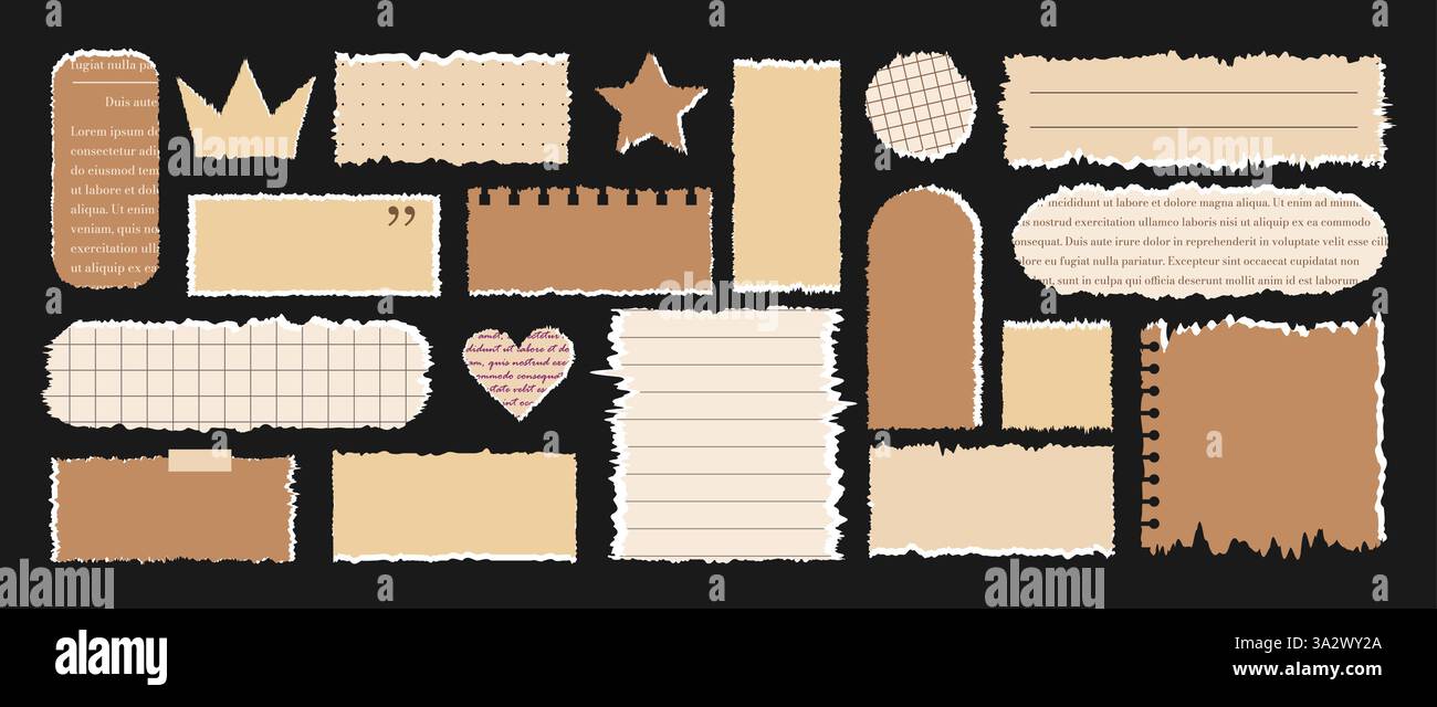 Set of Jagged Rectangle shapes. Retro Tattered frame or text box with ...