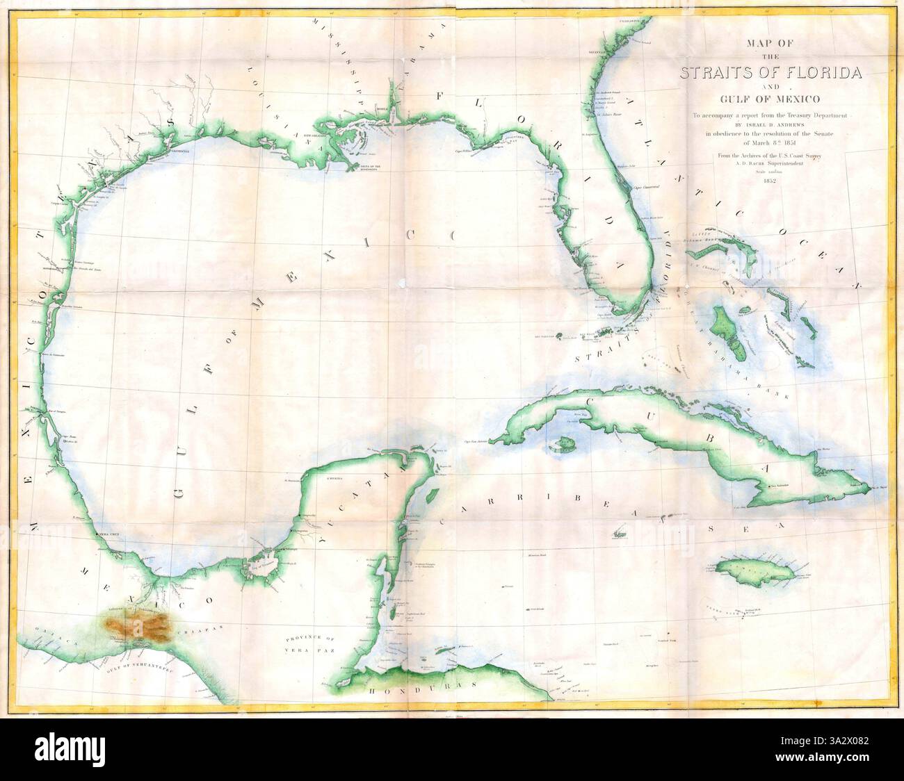 1852 map of the Gulf of Mexico Stock Photo - Alamy