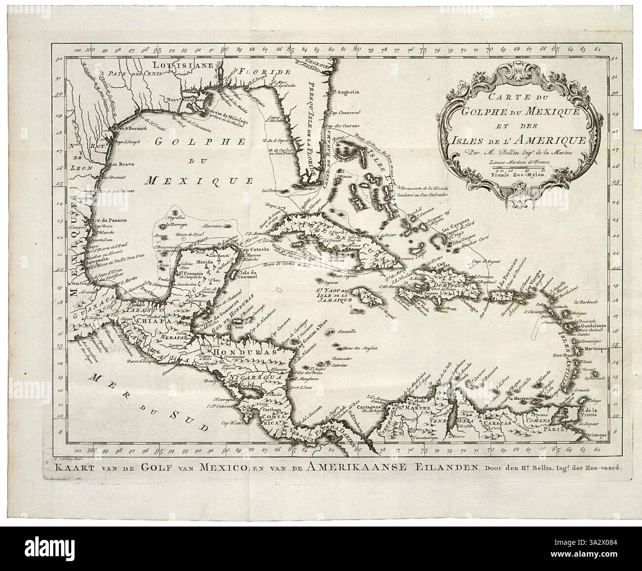 1768 map of the Gulf of Mexico Stock Photo - Alamy