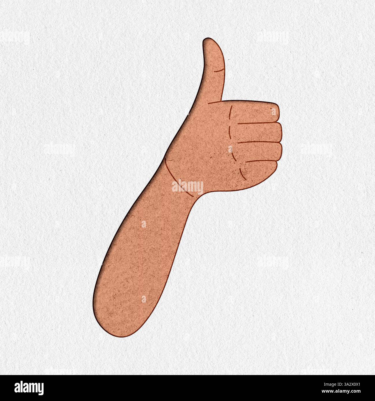 A human hand is forming the peace sign by raising the index and middle ...