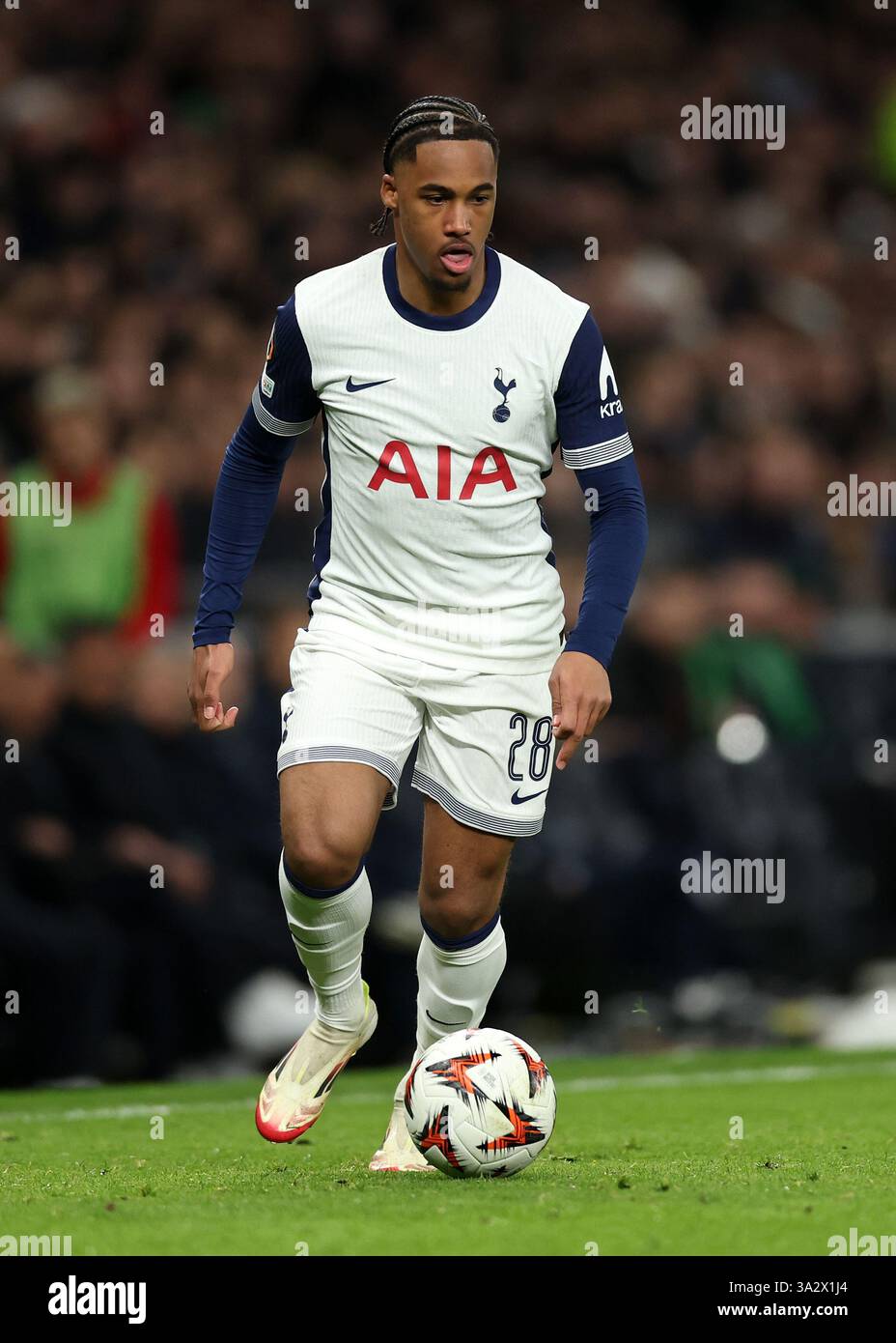 London, England, 13th March 2025. Wilson Odobert of Tottenham during ...