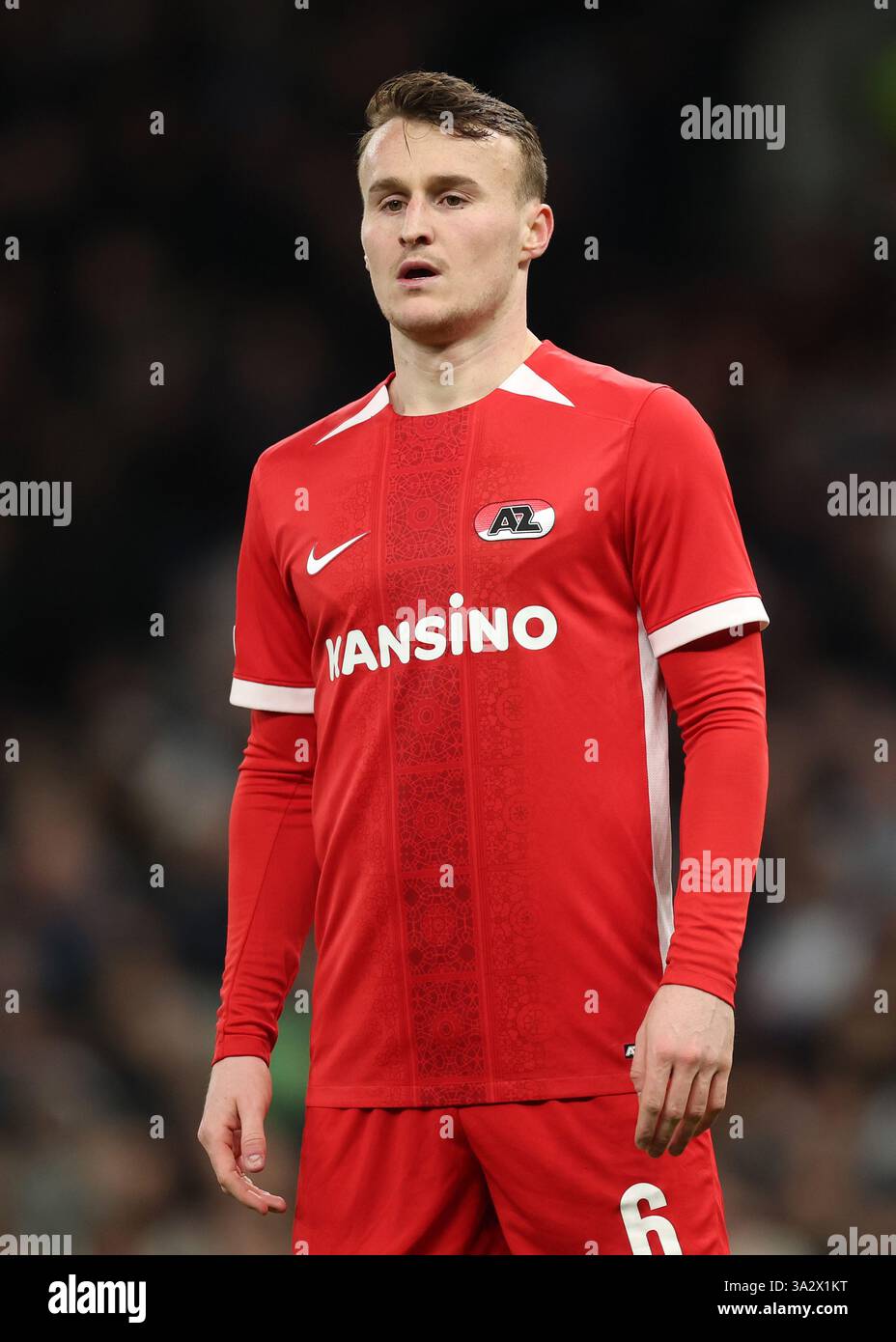 London, England, 13th March 2025. Peer Koopmeiners of AZ Alkmaar during ...