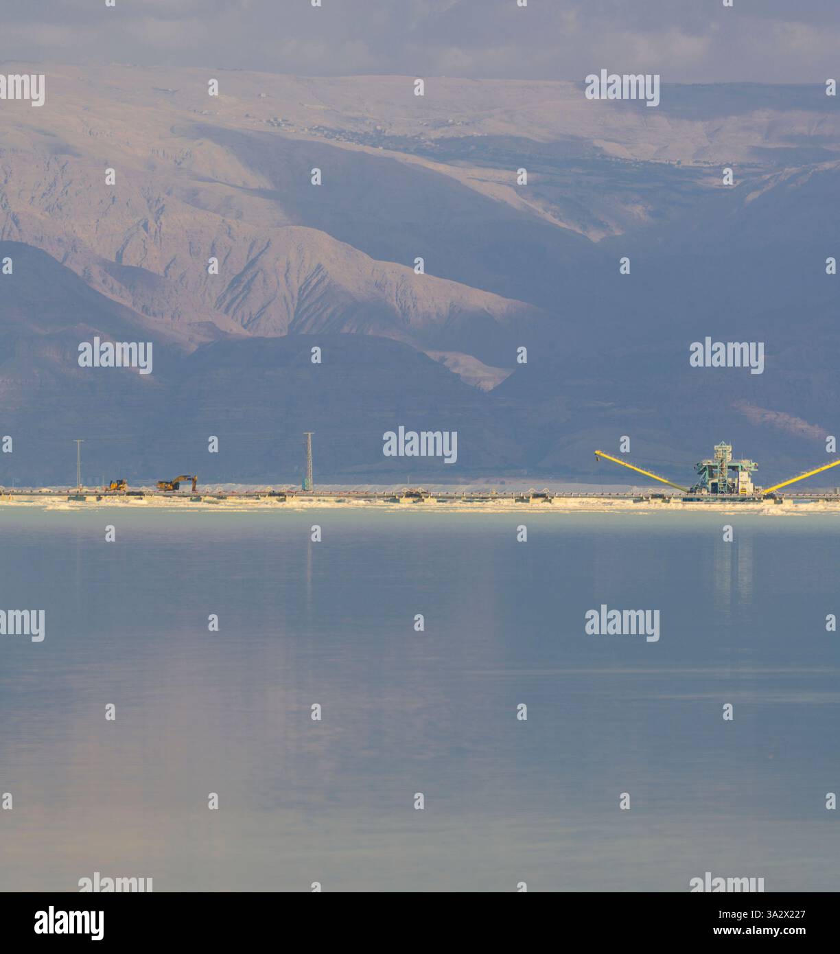 The Dead Sea Works harvesting salt in the Dead Sea, Israel Stock Photo ...