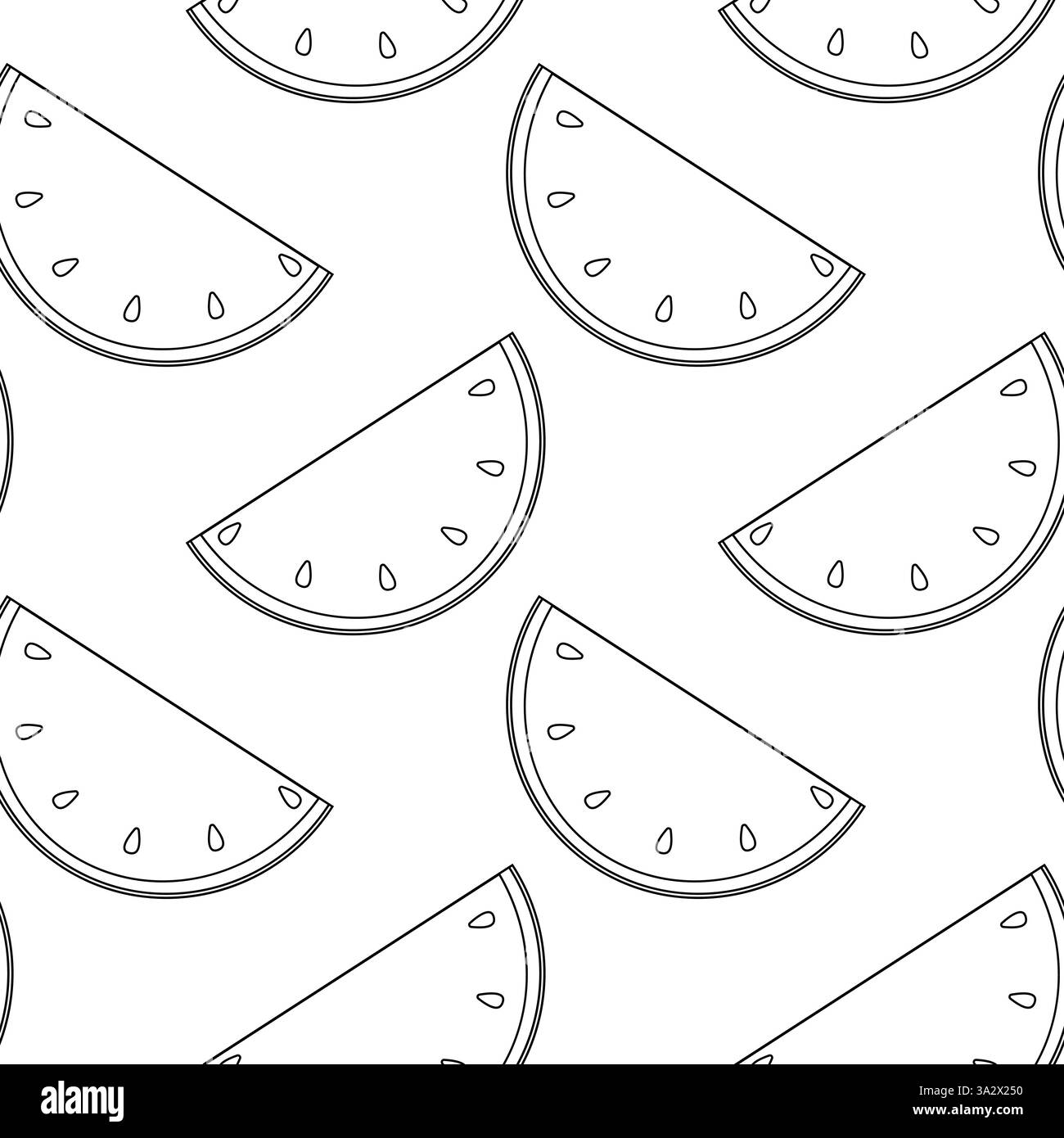 Pattern of hand-drawn watermelon slices on a white background for ...