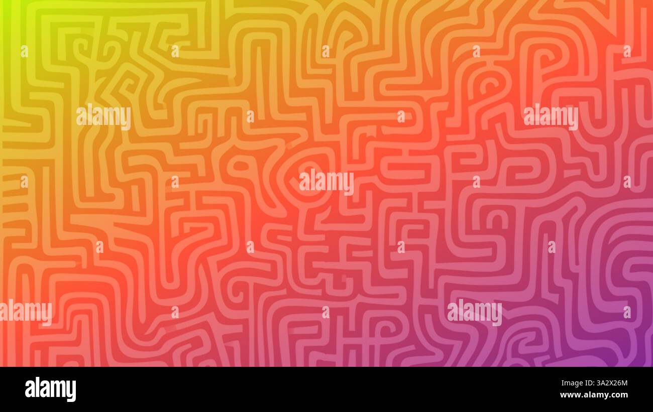 Colorful maze pattern with intricate lines and vibrant gradient ...