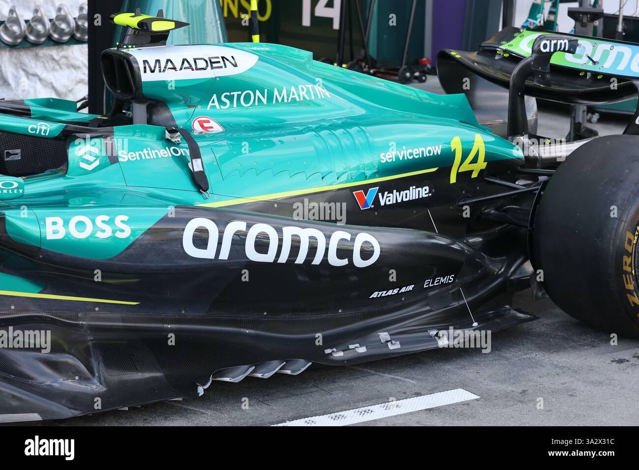 Aston Martin F1 Team AMR25, mechanical detail side pod, floor edge ...