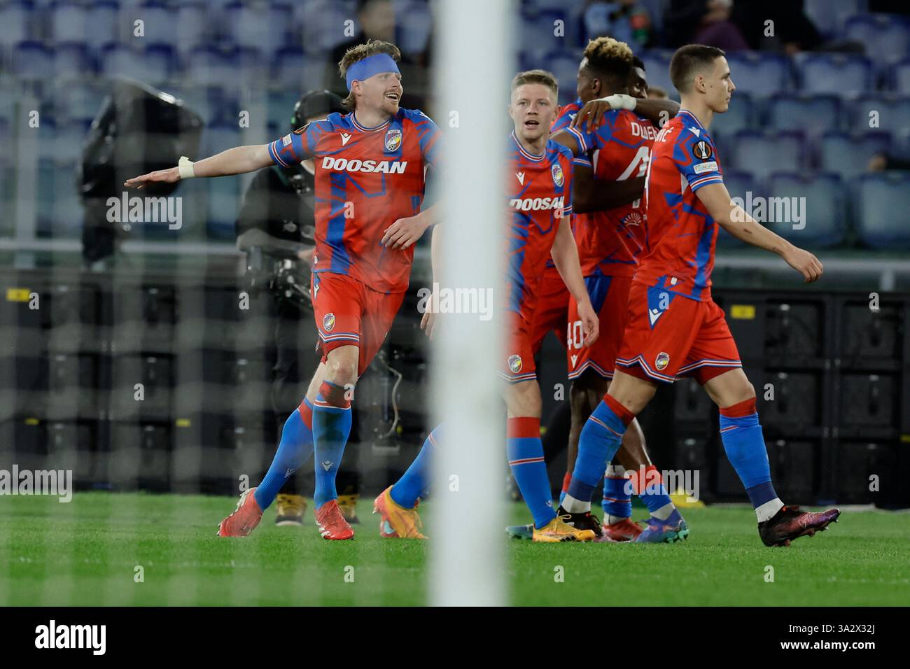 Rome, Italy. 13th Mar, 2025. Viktoria Plzen's Czech midfielder Pavel ...