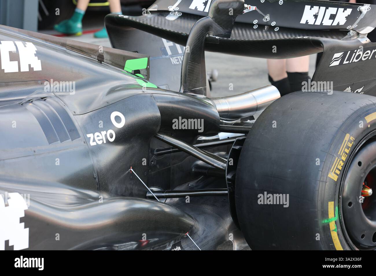 Stake F1 Team Kick C45, mechanical detail rear suspension during the ...