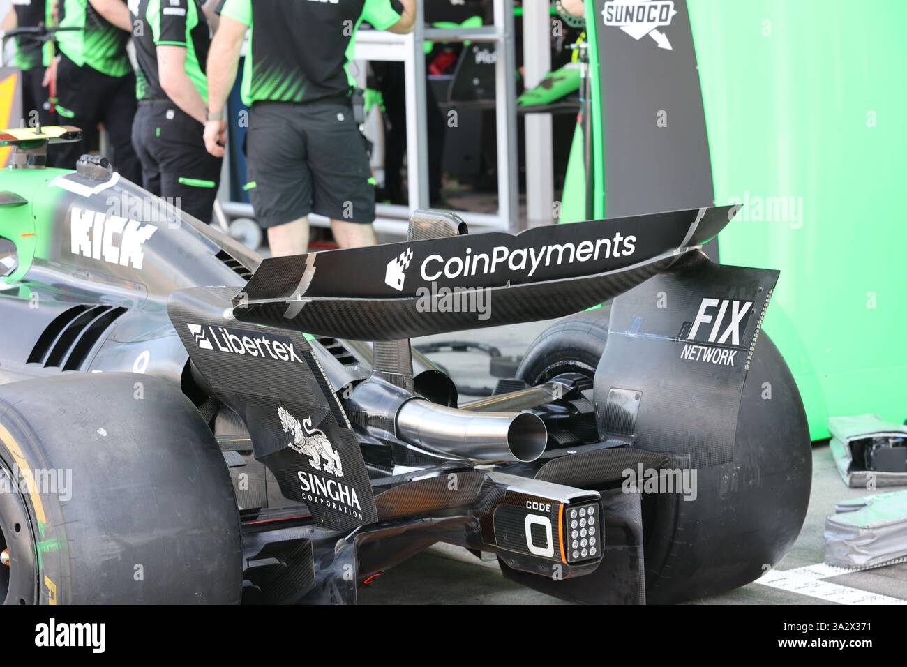 Stake F1 Team Kick C45, mechanical detail rear wing during the Formula ...