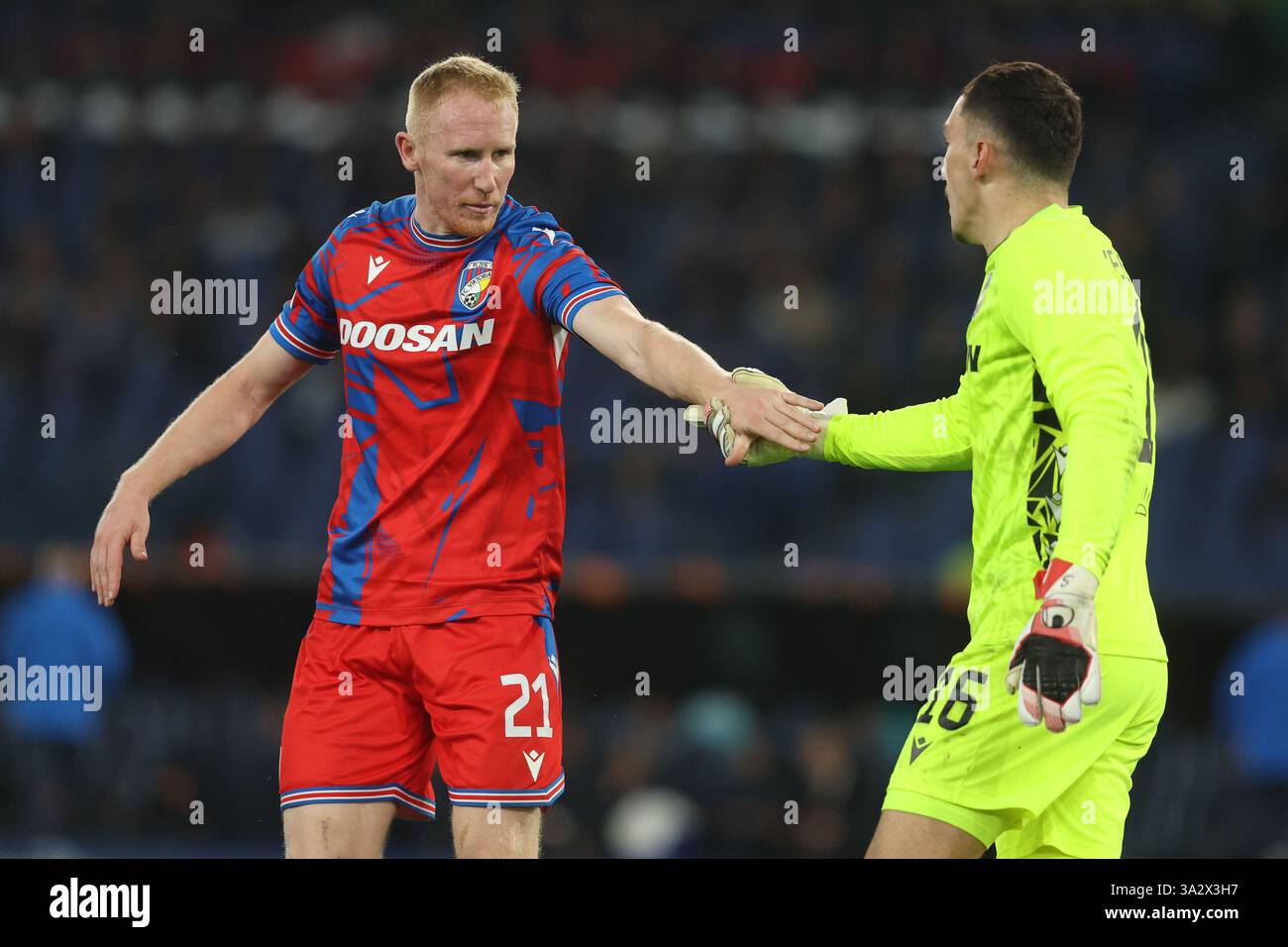 Rome, Italy 13.03.2025: Vaclav Jemelka of Viktoria, Martin Jedlicka of ...
