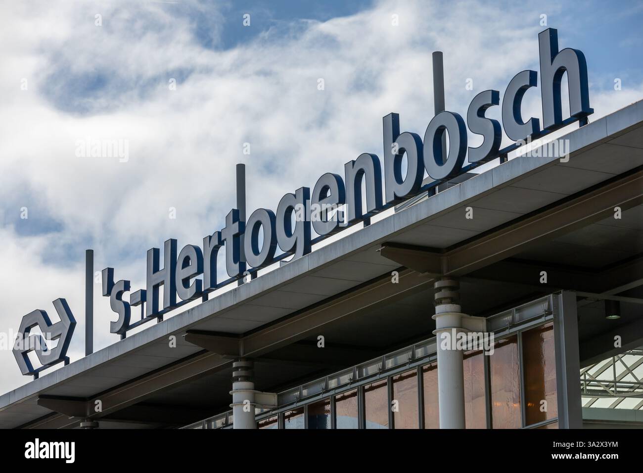 Train Station logo sign in the centre of the historical city Den Bosch ...