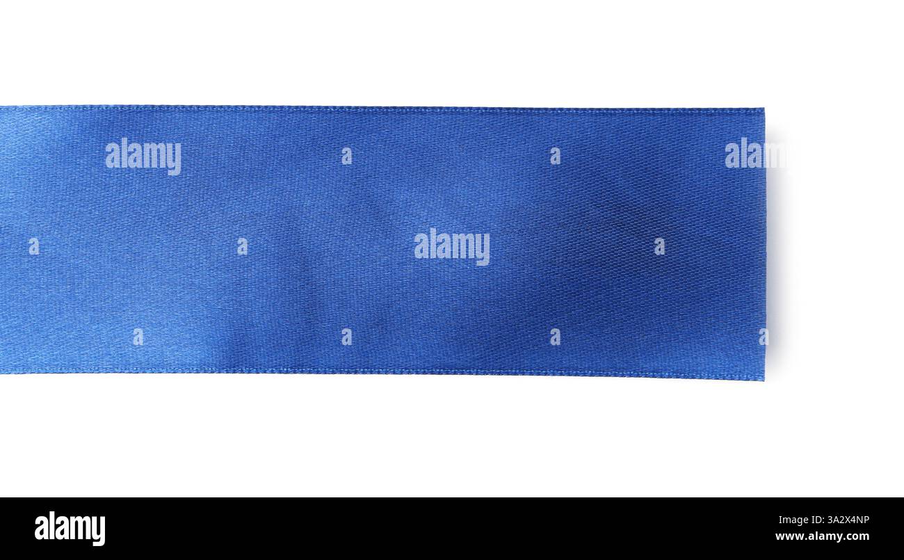 One blue ribbon bookmark isolated on white, top view Stock Photo - Alamy