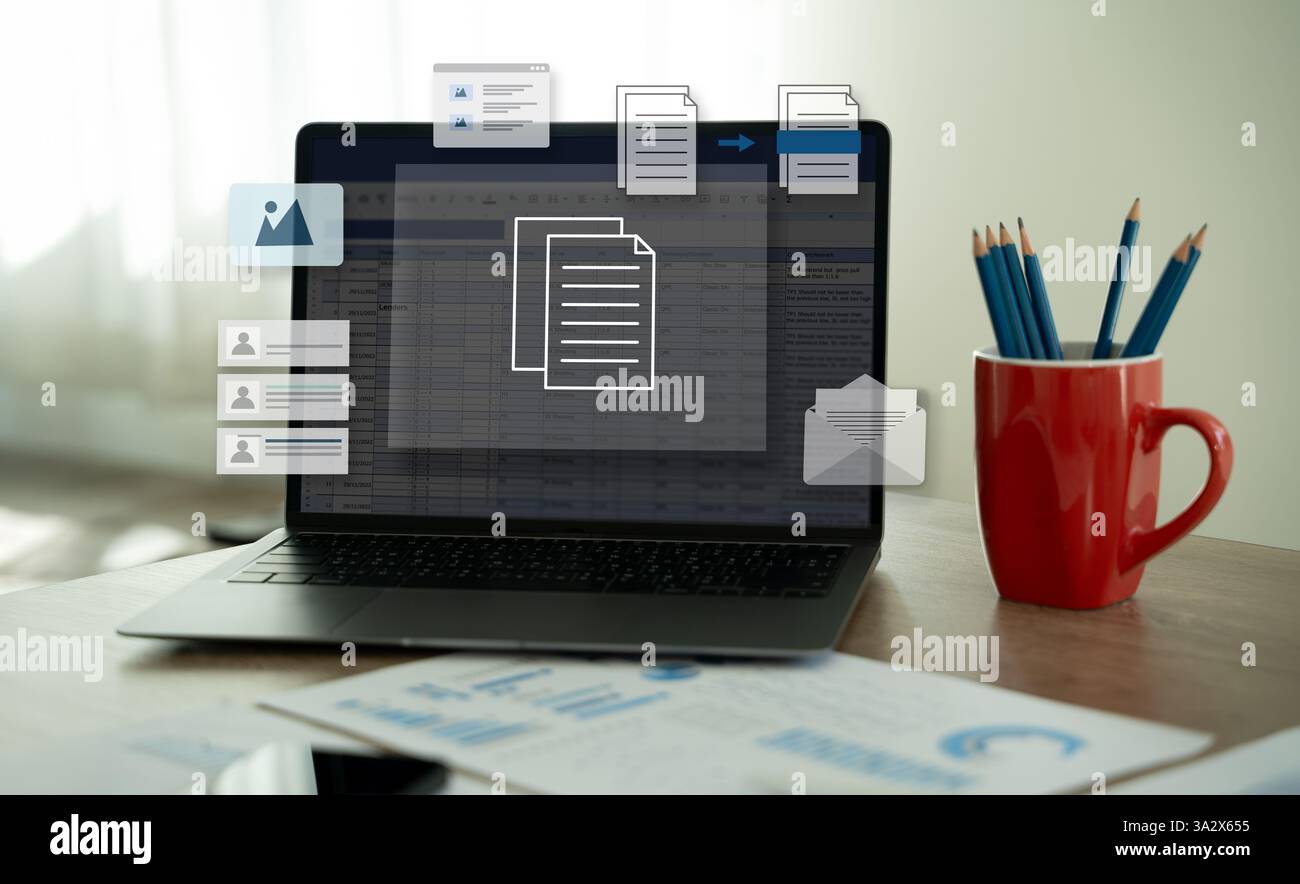 businessman working with data and graphs in spreadsheet documents for online analysis Microsoft ...