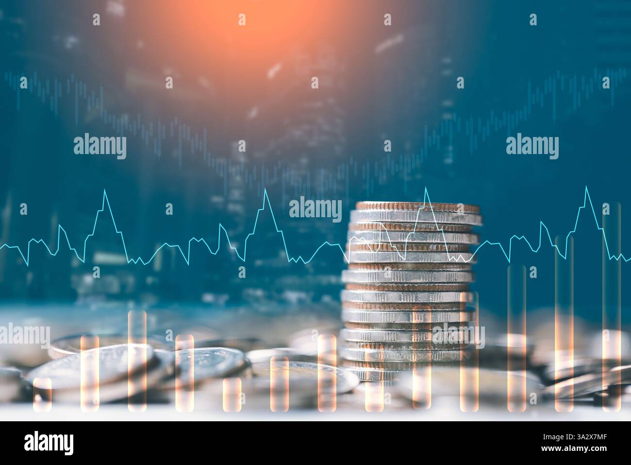 Finance chart showed a significant increase in stock market profits ...