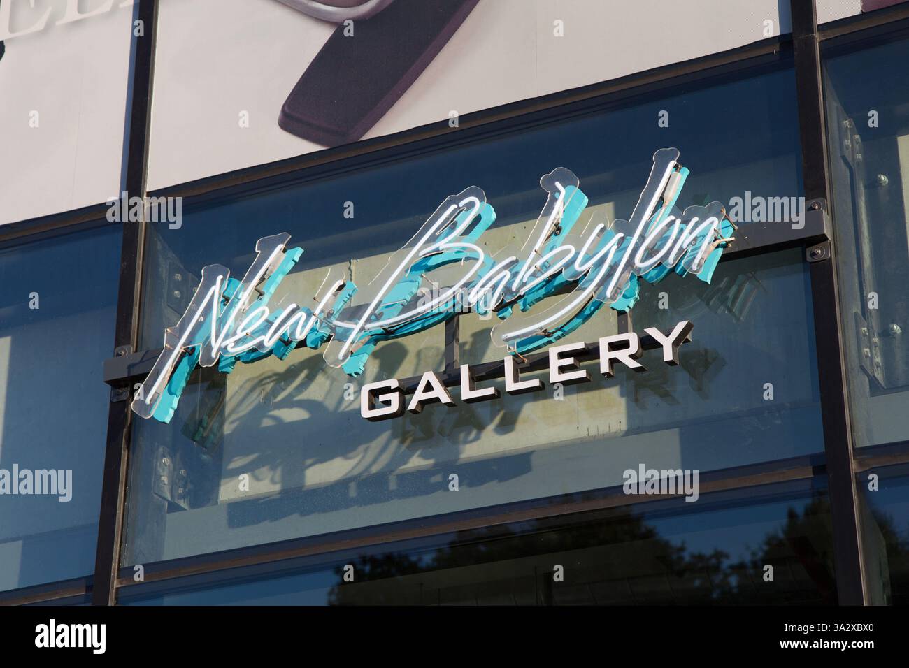 New Babylon gallery neon sign logo at New Babylon shopping center at ...