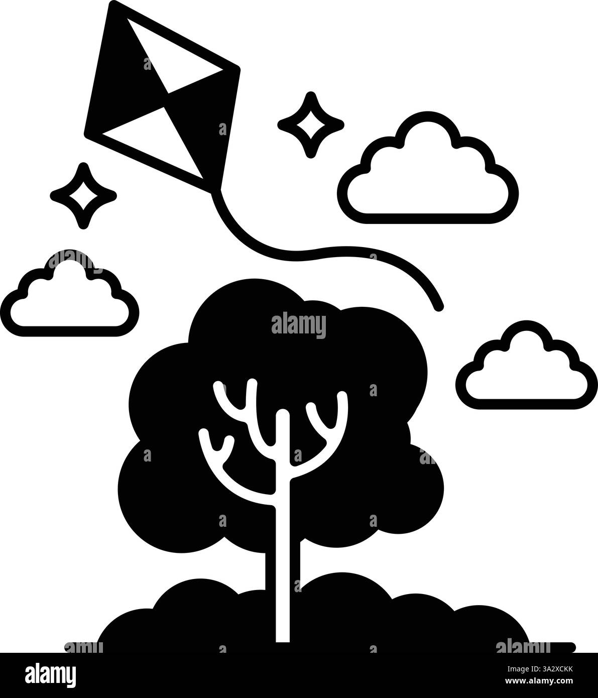 Flying a kite in a park Stock Vector Images - Alamy