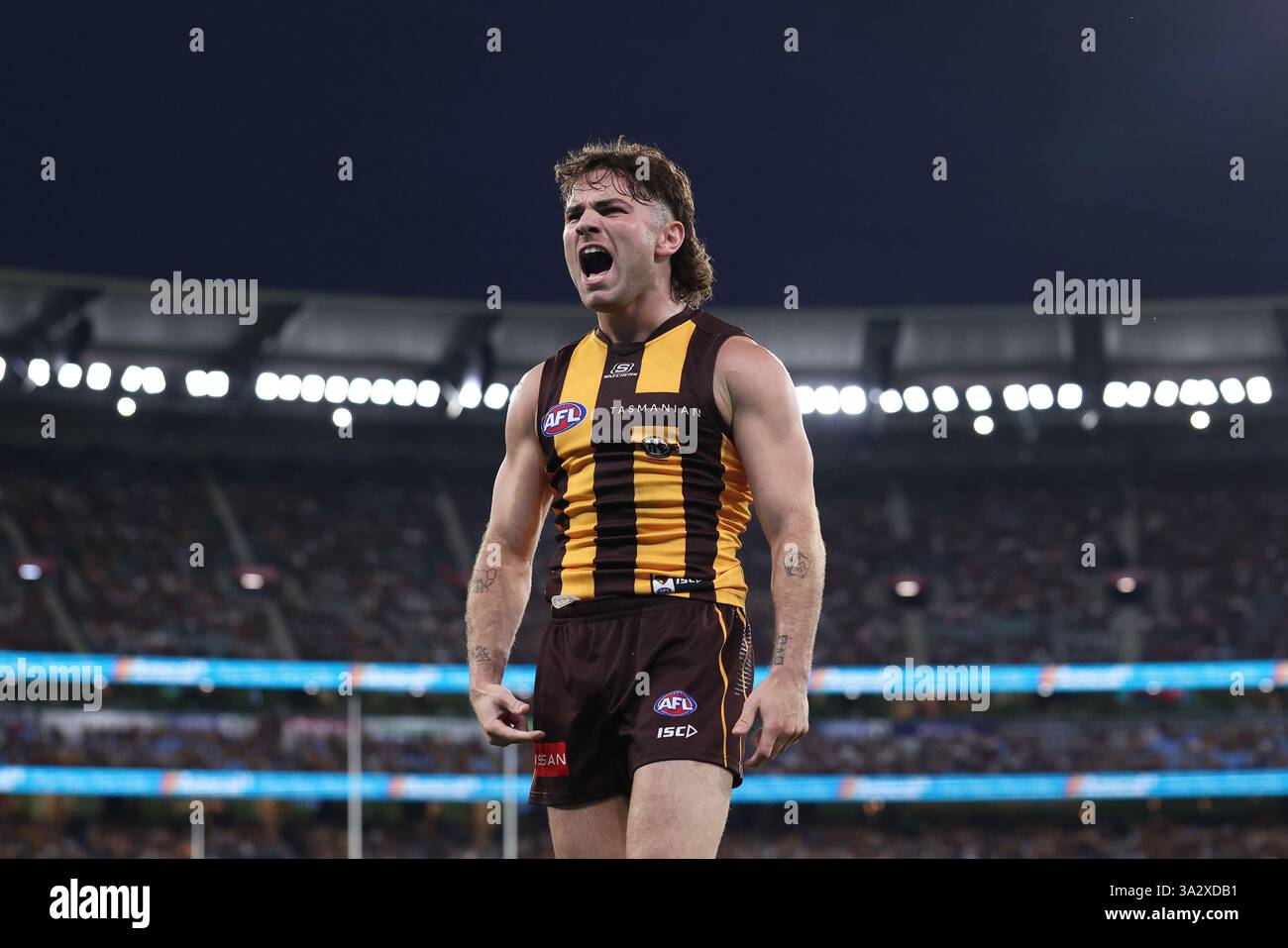 Melbourne, Australia. 14th Mar, 2025. Nick Watson of the Hawks ...
