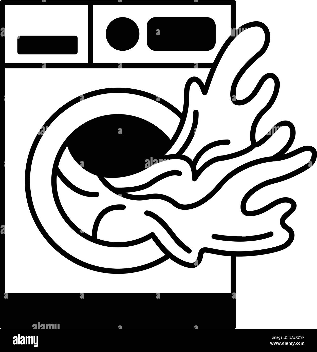 A cartoon drawing of a washing machine with a splash of water Stock ...