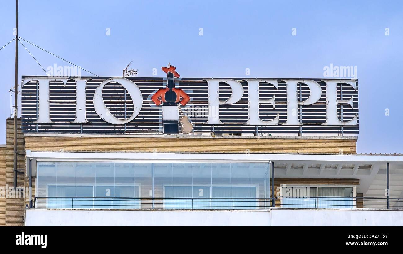 Advertisment sign of Tio Pepe on top of a building Stock Photo - Alamy