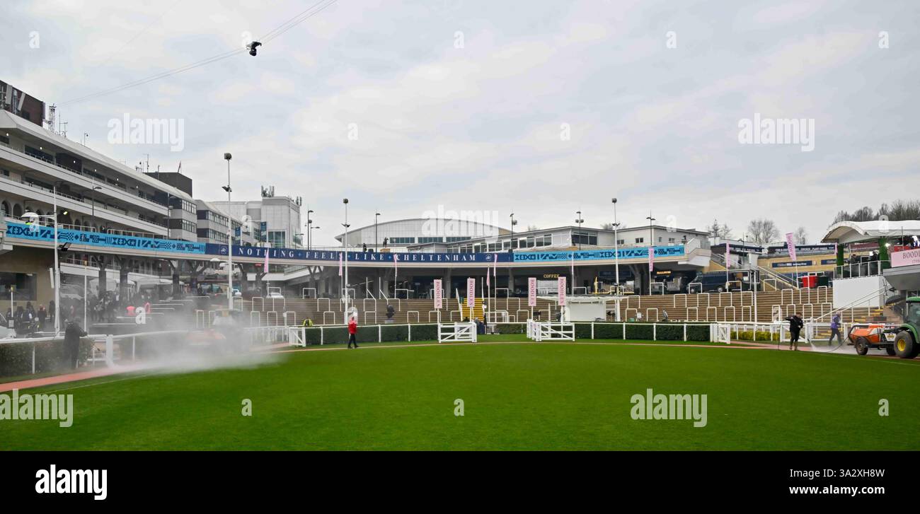 Cheltenham, UK. 14th Mar, 2025. General view of the parade ring ahead ...