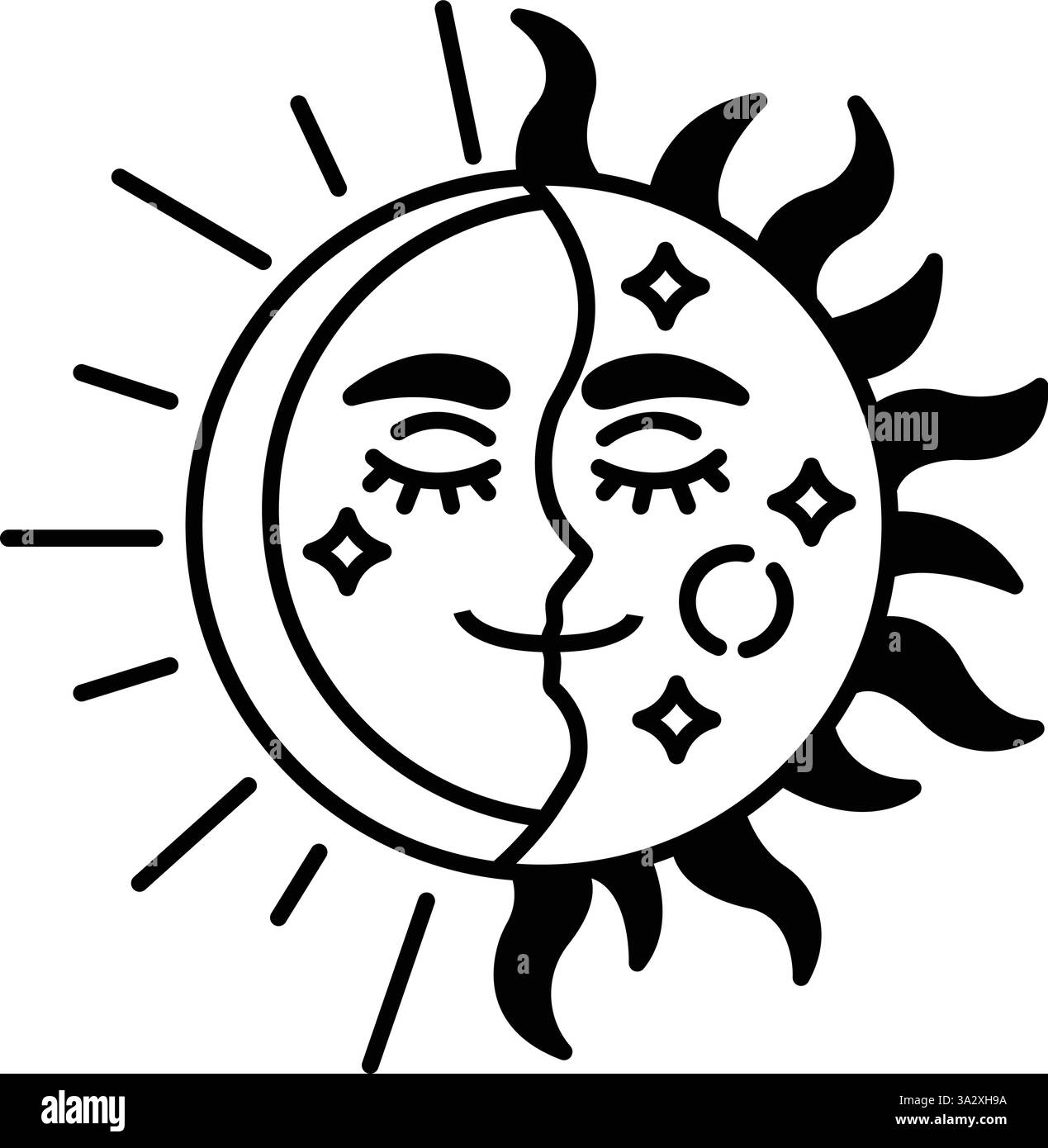 A cartoon sun with a smiling face and a smiling moon Stock Vector Image ...