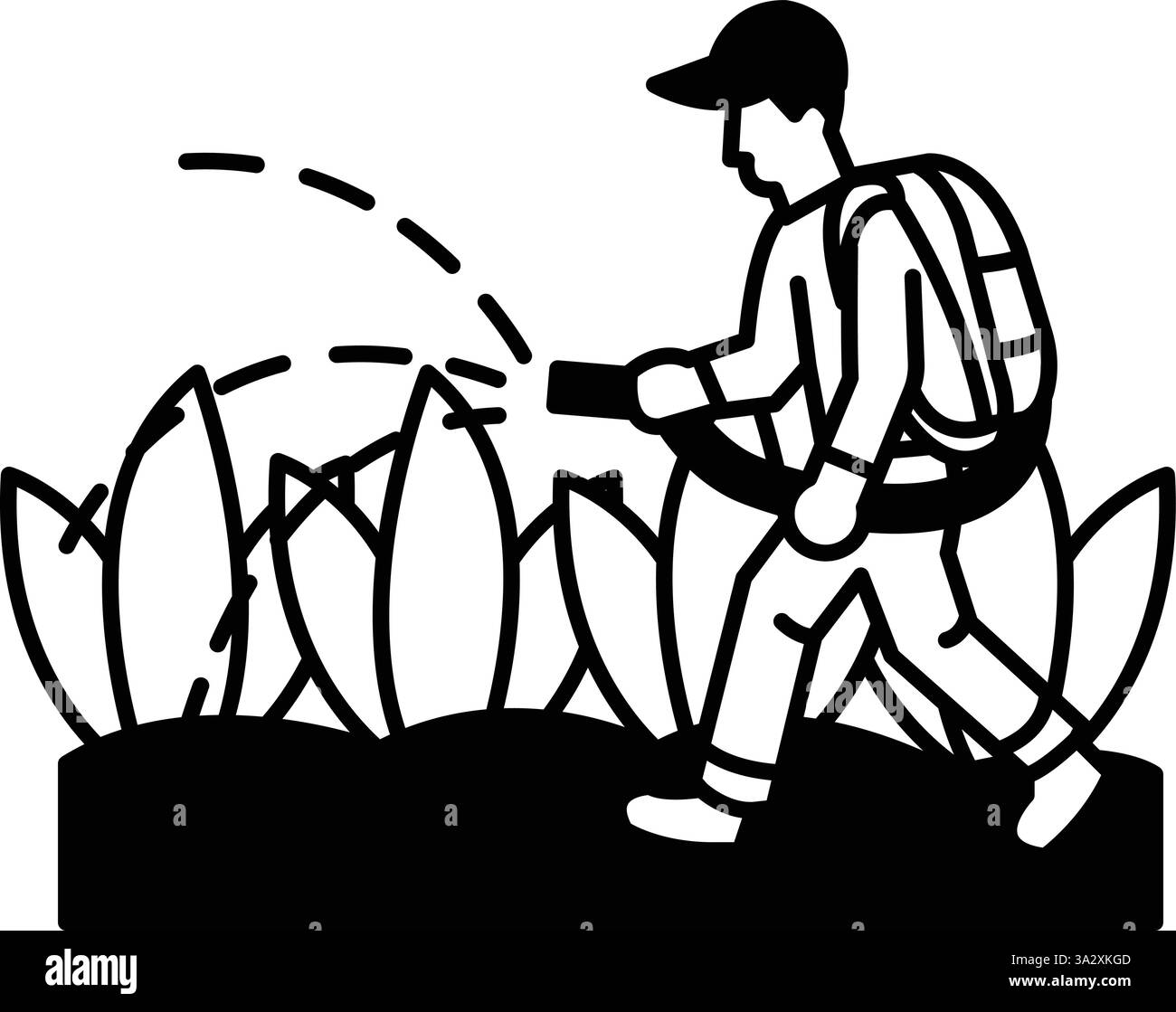 Spraying grass person Stock Vector Images - Alamy