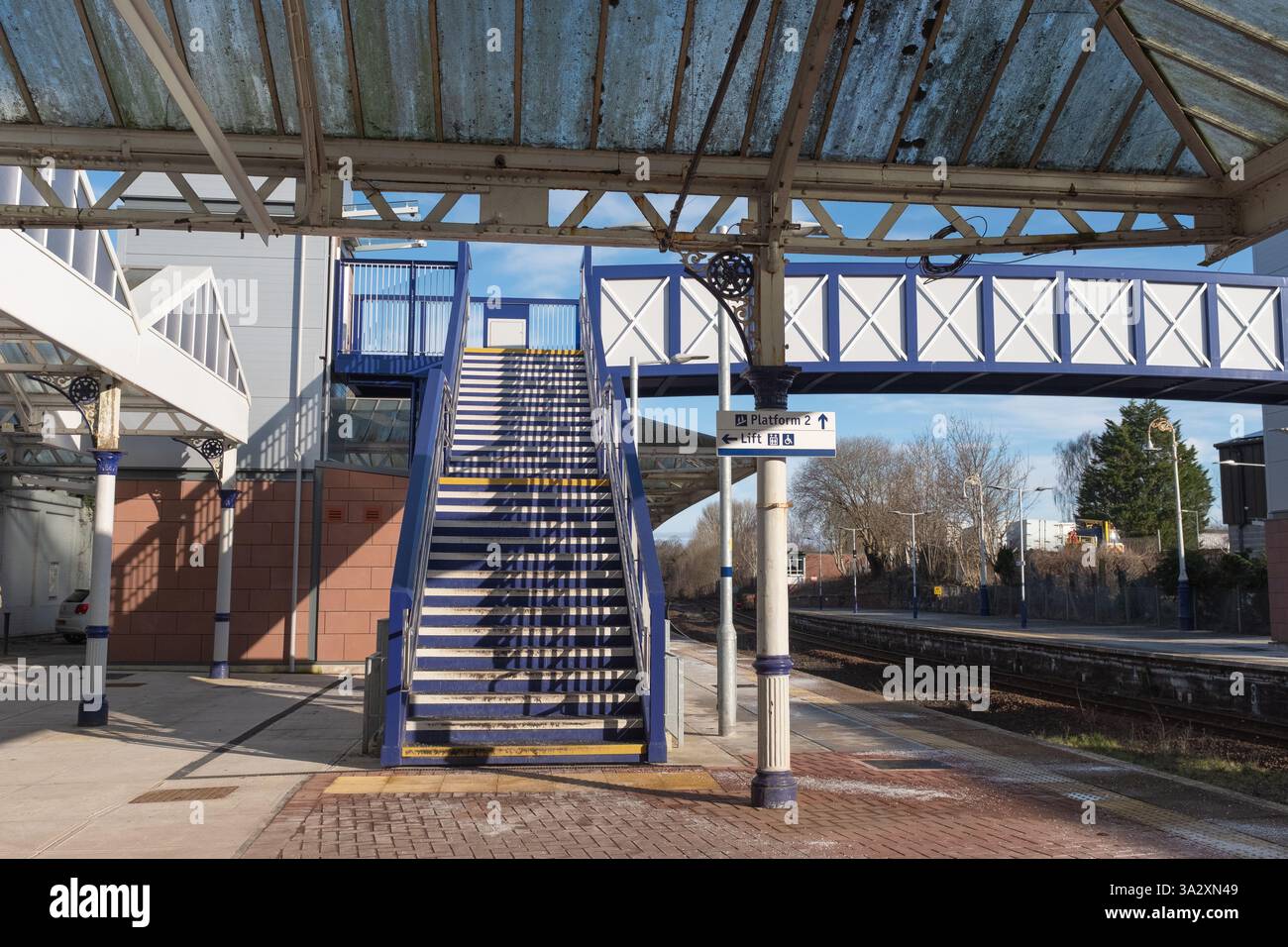 Construction work on a new railway footbridge and customer lifts in ...