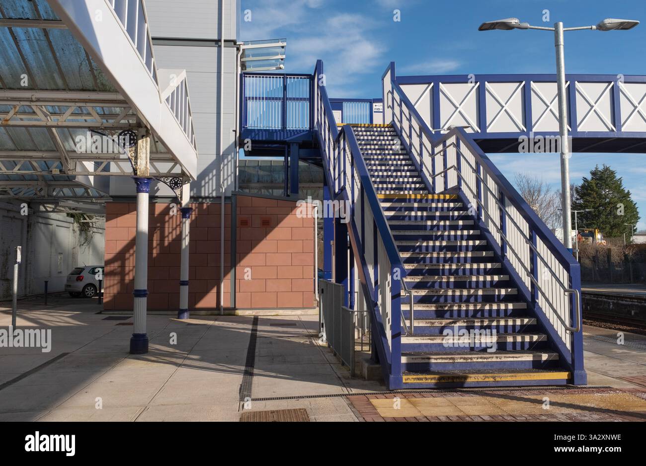 Construction work on a new railway footbridge and customer lifts in ...