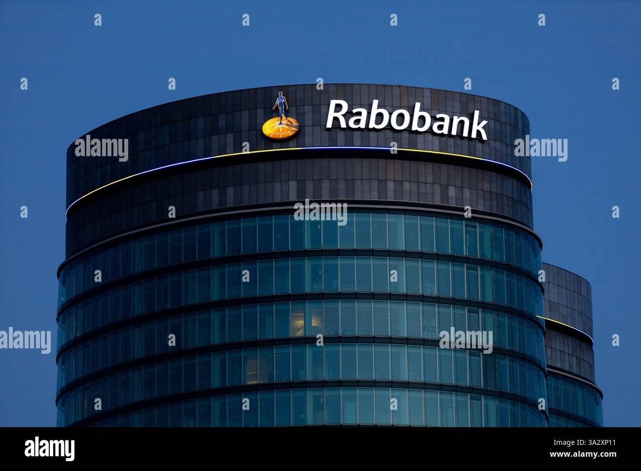 Rabobank logo at the entrance of the headquarters Building Stock Photo ...