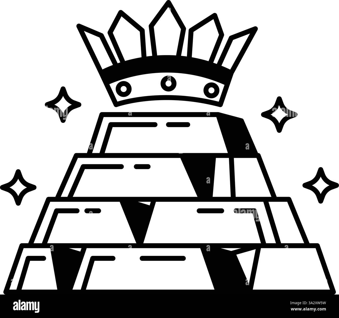 A gold crown sits on top of a stack of gold bars Stock Vector Image ...