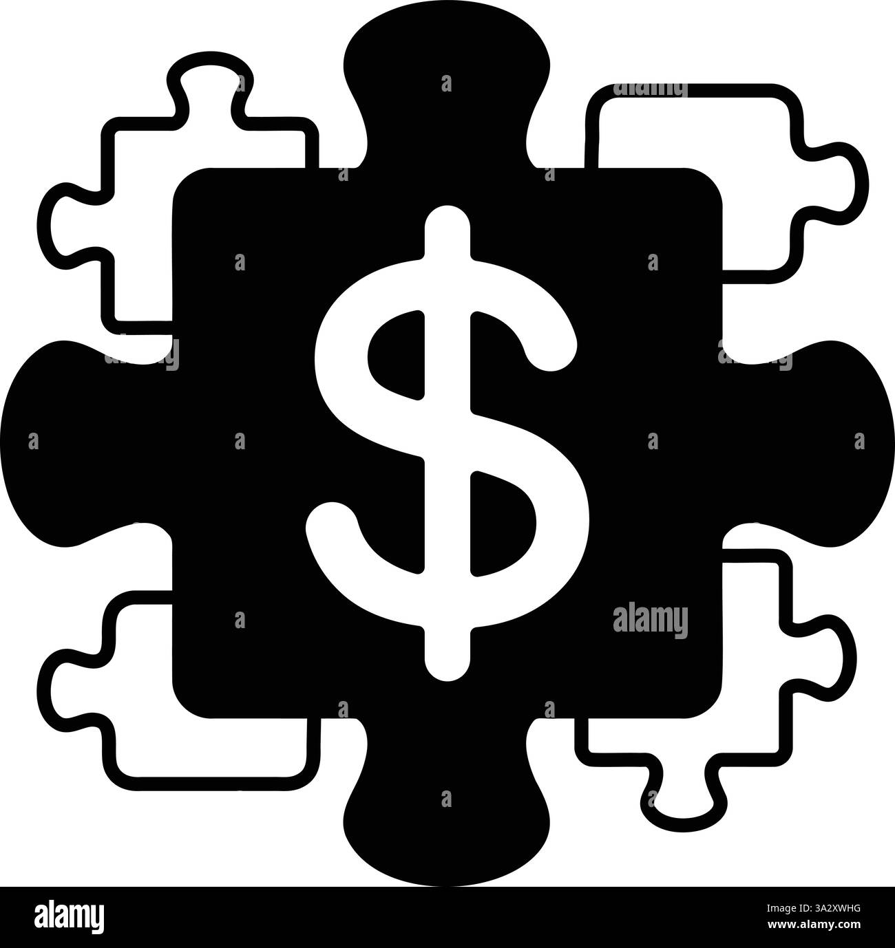 Puzzle and cash symbol Black and White Stock Photos & Images - Alamy
