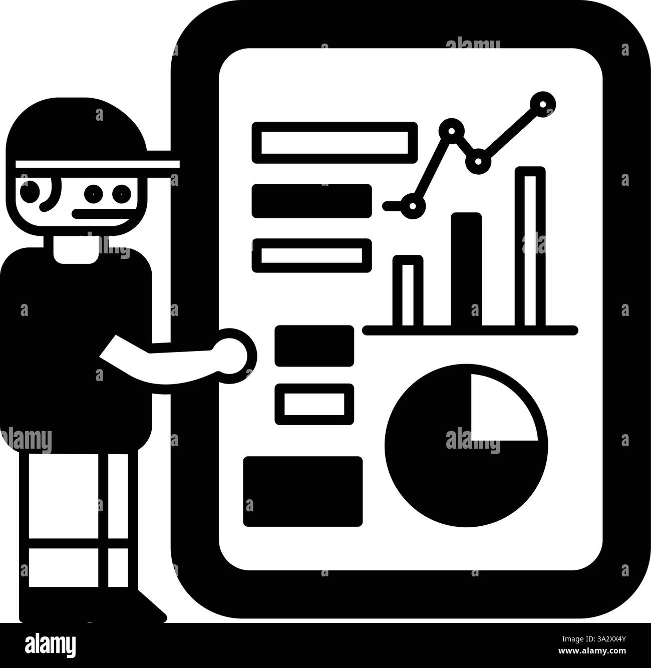 A robot is pointing at a graph on a screen Stock Vector Image & Art - Alamy