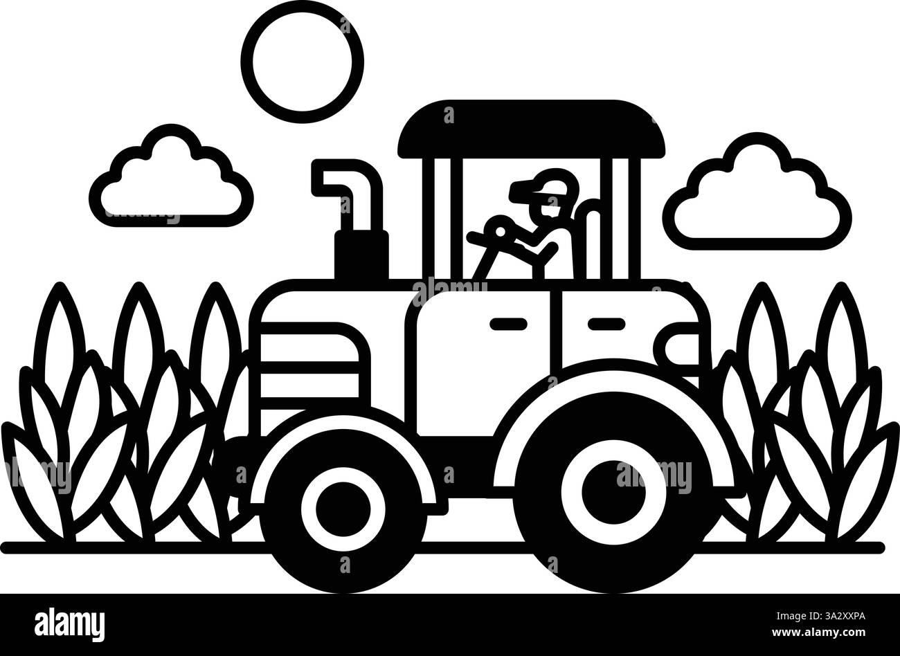 Farmer driving tractor vector cartoon hi-res stock photography and ...