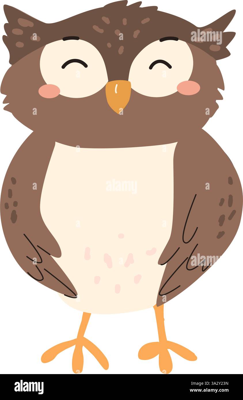 Adorable cartoon owl character for children's design projects Stock ...