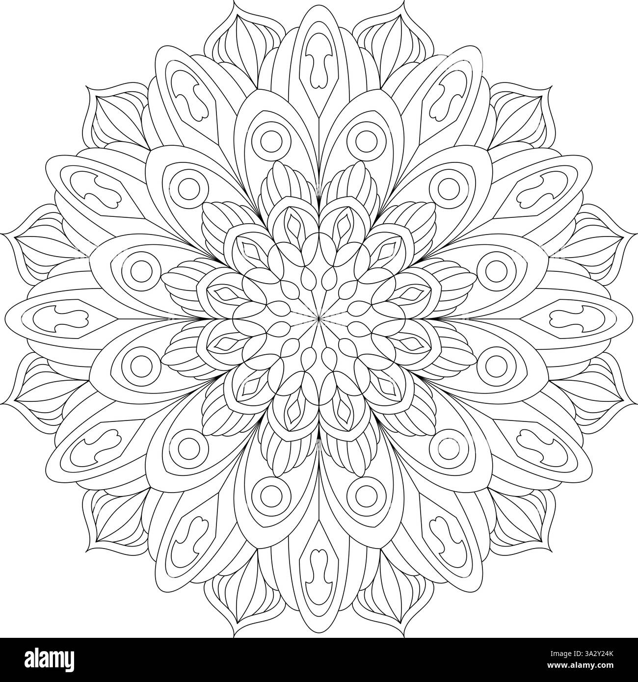 Black and White Mandala Design for Meditation and Mindfulness Art Stock ...