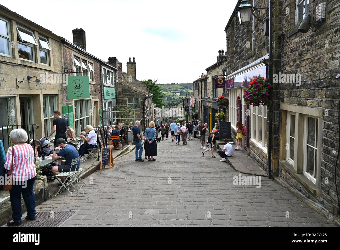 Main Street, Haworth village in West Yorkshire, England Stock Photo - Alamy