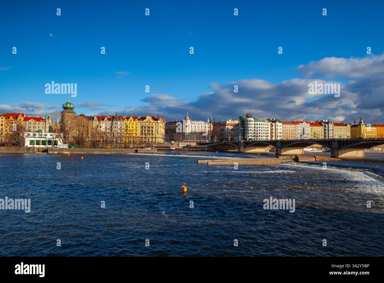 View from riverbank in Smichov in Prague Stock Photo - Alamy