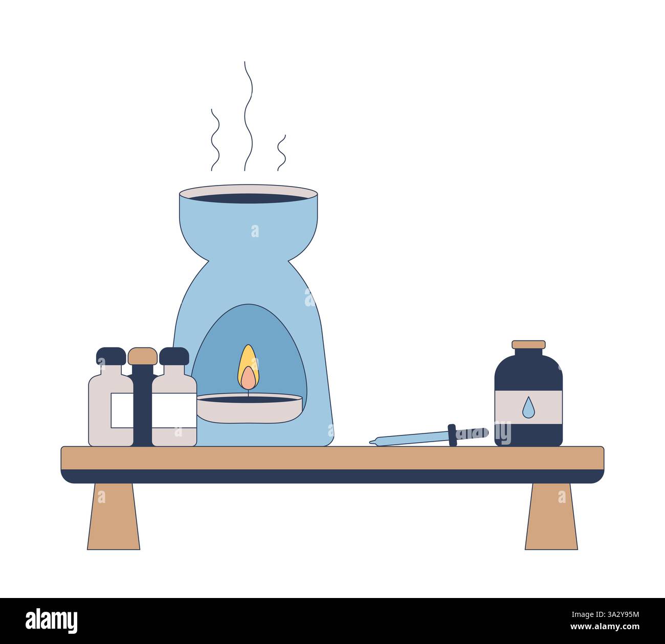 Aromatherapy table with oil burner 2D cartoon object Stock Vector Image ...
